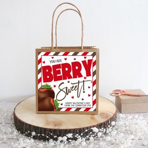 Valentine Chocolate Covered Strawberries Gift Tags, You Are Berry Sweet ...