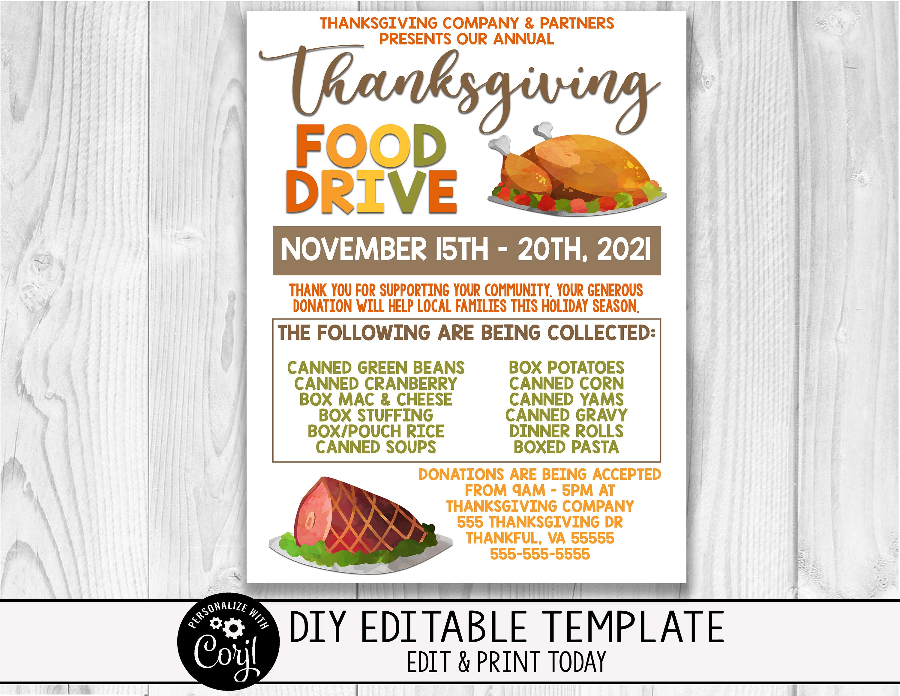 Thanksgiving Food Drive Flyer Templates