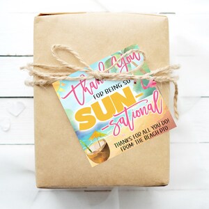 Beach Thank You Gift Tag, Sun-sational Hawaiian Tropical Beach Theme ...