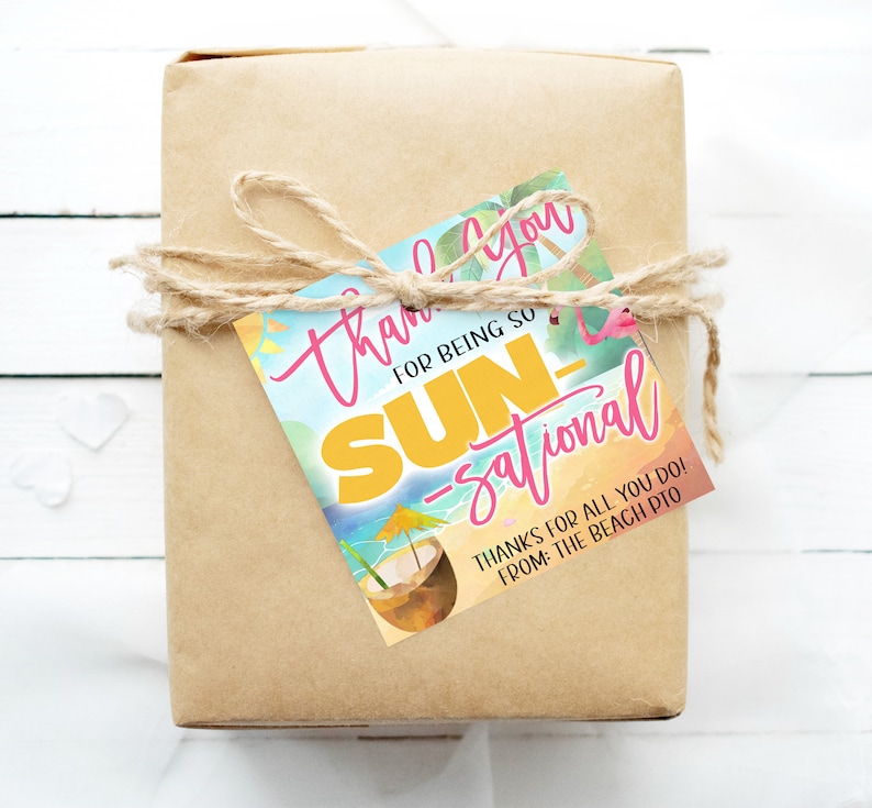 Beach Thank You Gift Tag Sun-sational Hawaiian Tropical Beach - Etsy