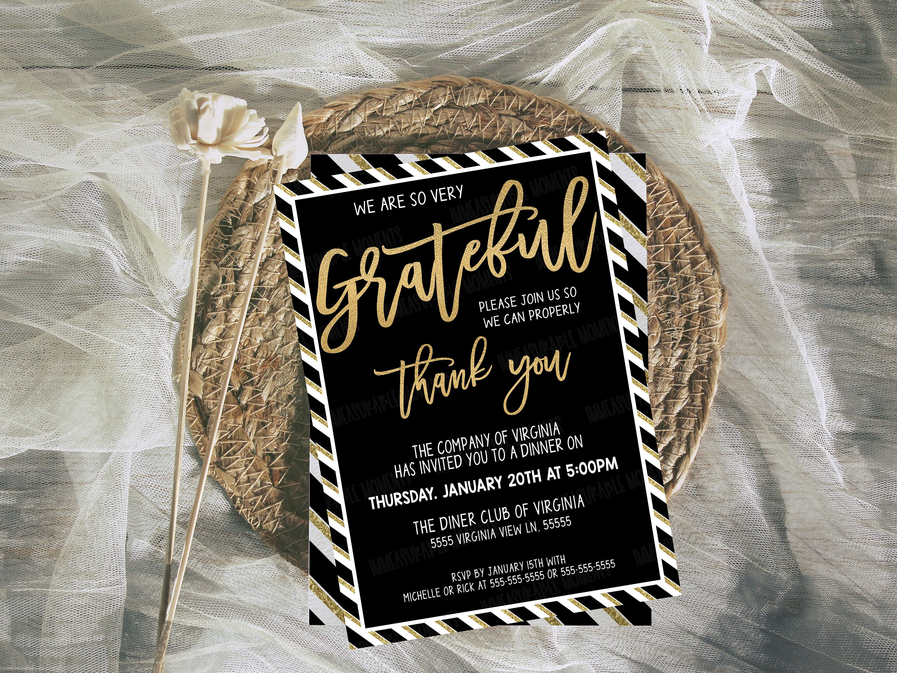 Appreciation Dinner Lunch Invitation Editable Grateful Staff - Etsy
