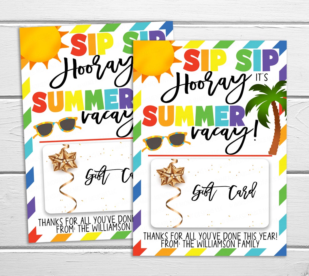 Sip Sip Hooray Summer Vacay Gift Card Holder, Wine Alcohol, Tropical ...