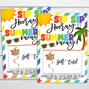 Sip Sip Hooray Summer Vacay Gift Card Holder, Wine Alcohol, Tropical ...