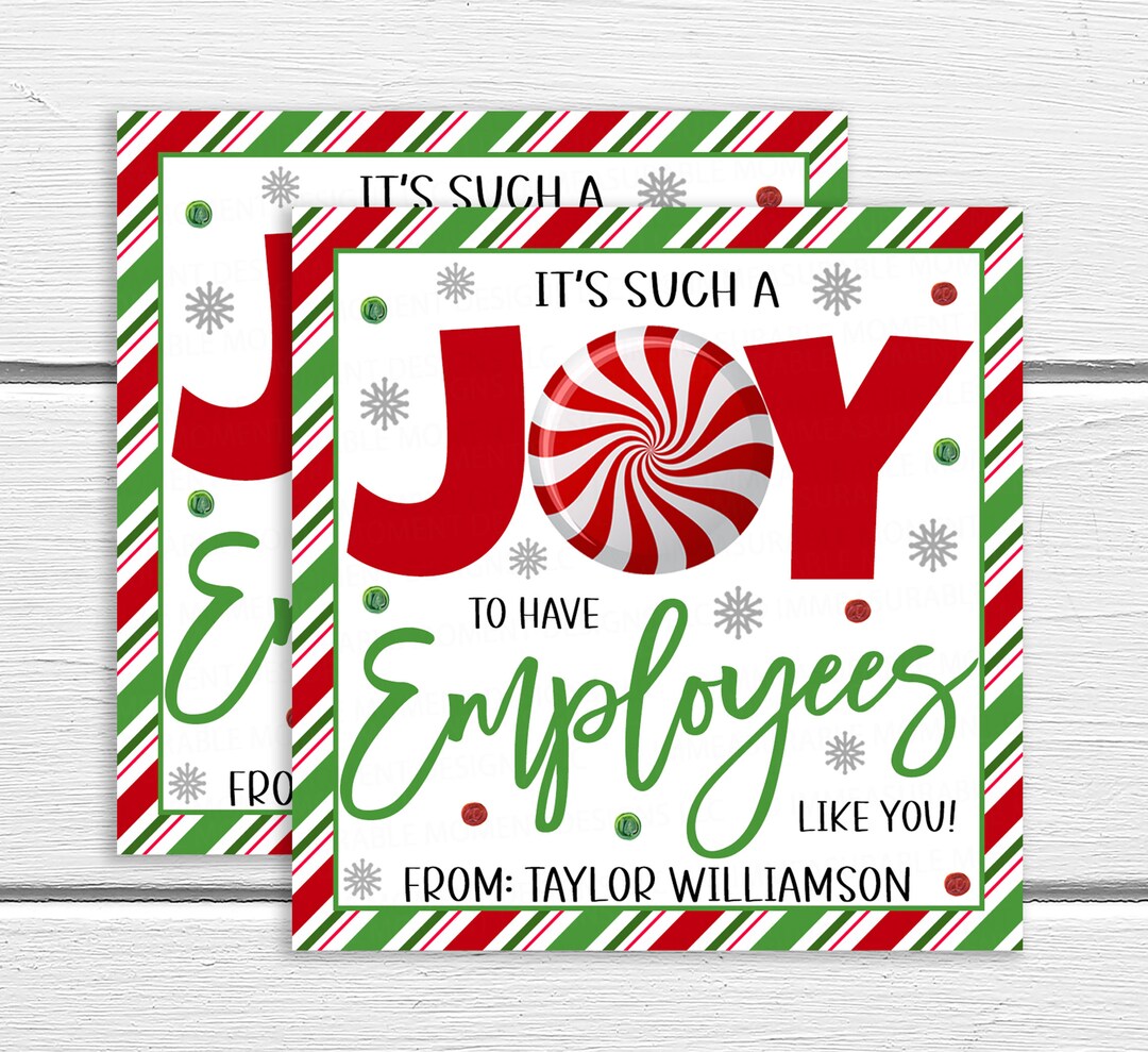 Christmas Employee Gift Tags, Peppermint Candy, Joy to Have Employees ...