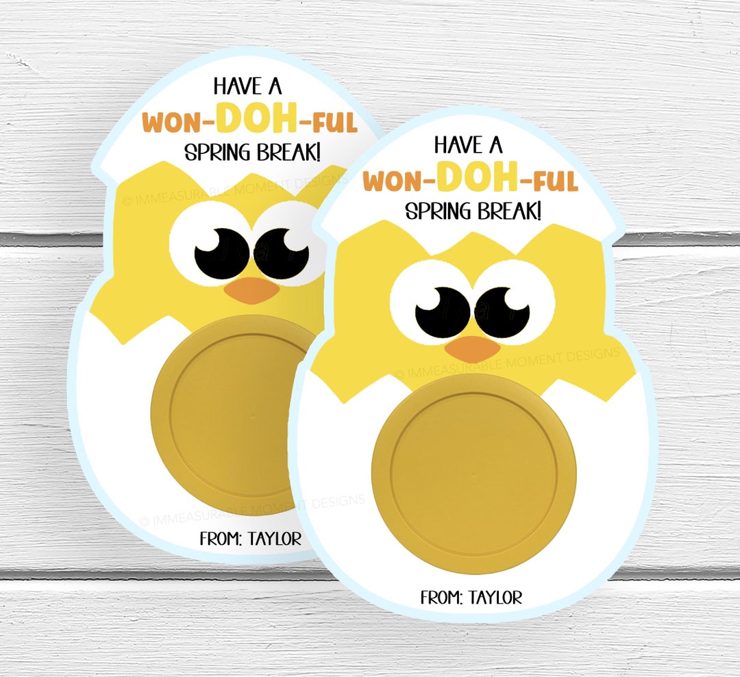 Spring Break Play Dough Gift Tag, Editable Kids Easter Play Dough Tag ...