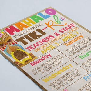 Luau Teacher Appreciation Week Itinerary, You Are Tiki-riffic Beach ...