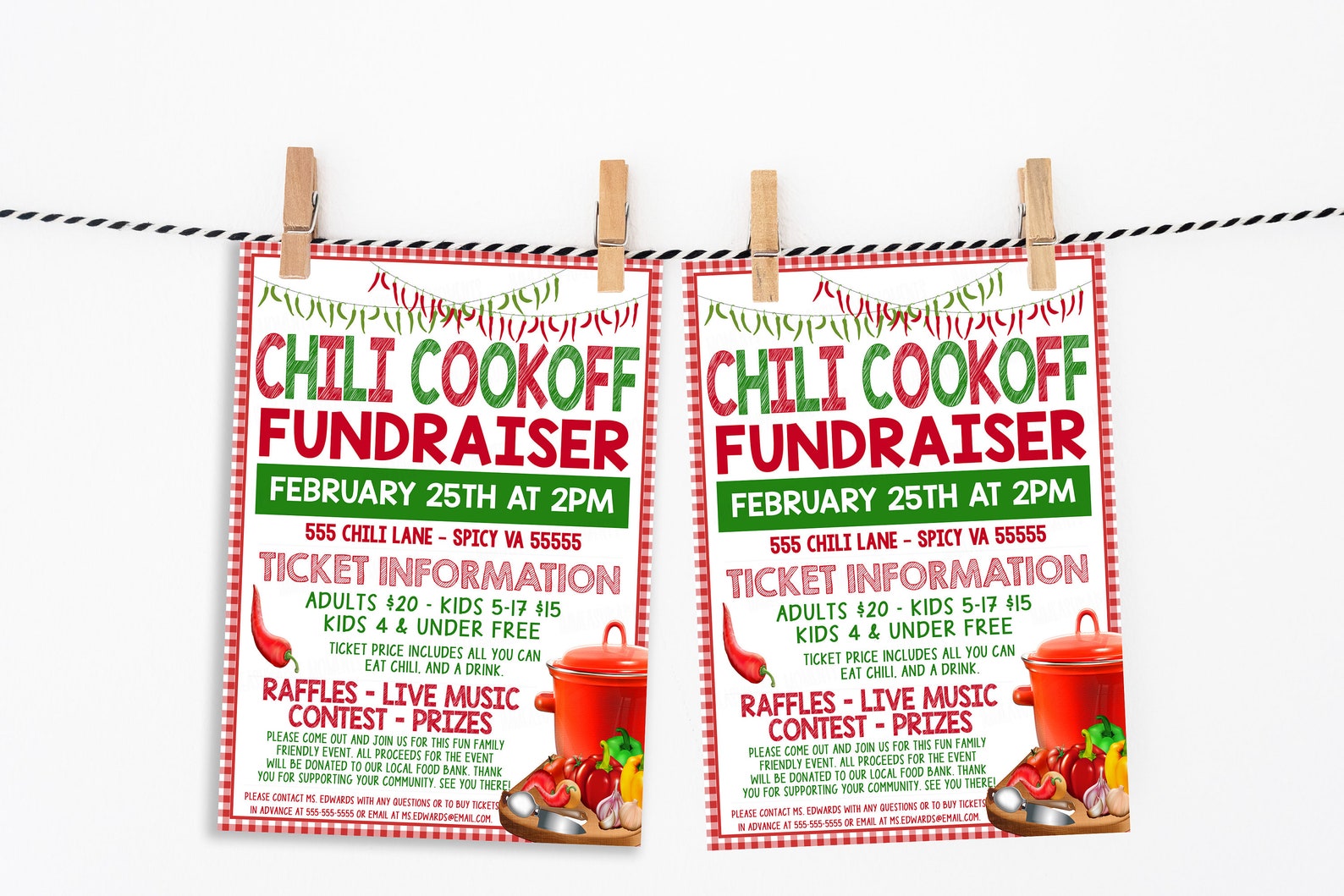 Chili Cookoff Fundraiser Flyer Editable Chili Cook-off Church - Etsy