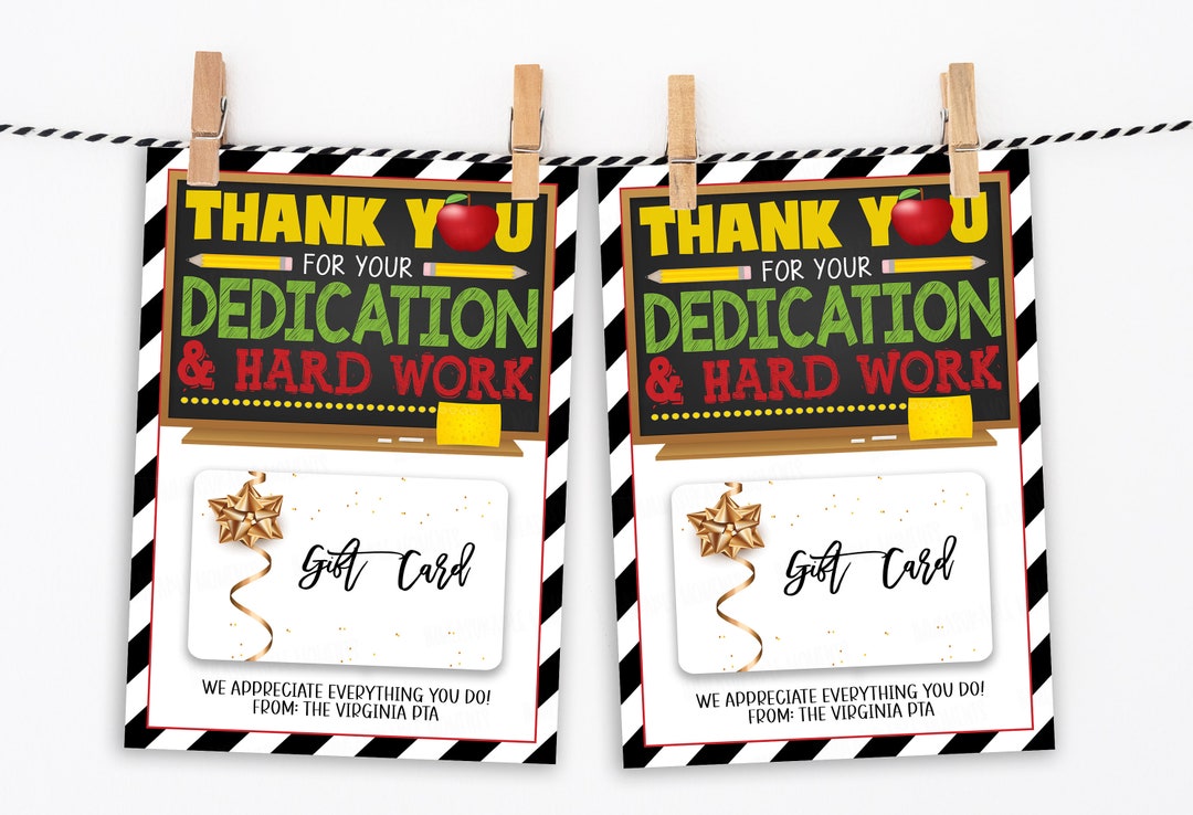 Teacher Staff Appreciation Gift Card Holder, Thank You for Your ...