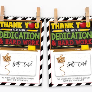 Teacher Staff Appreciation Gift Card Holder, Thank You for Your ...