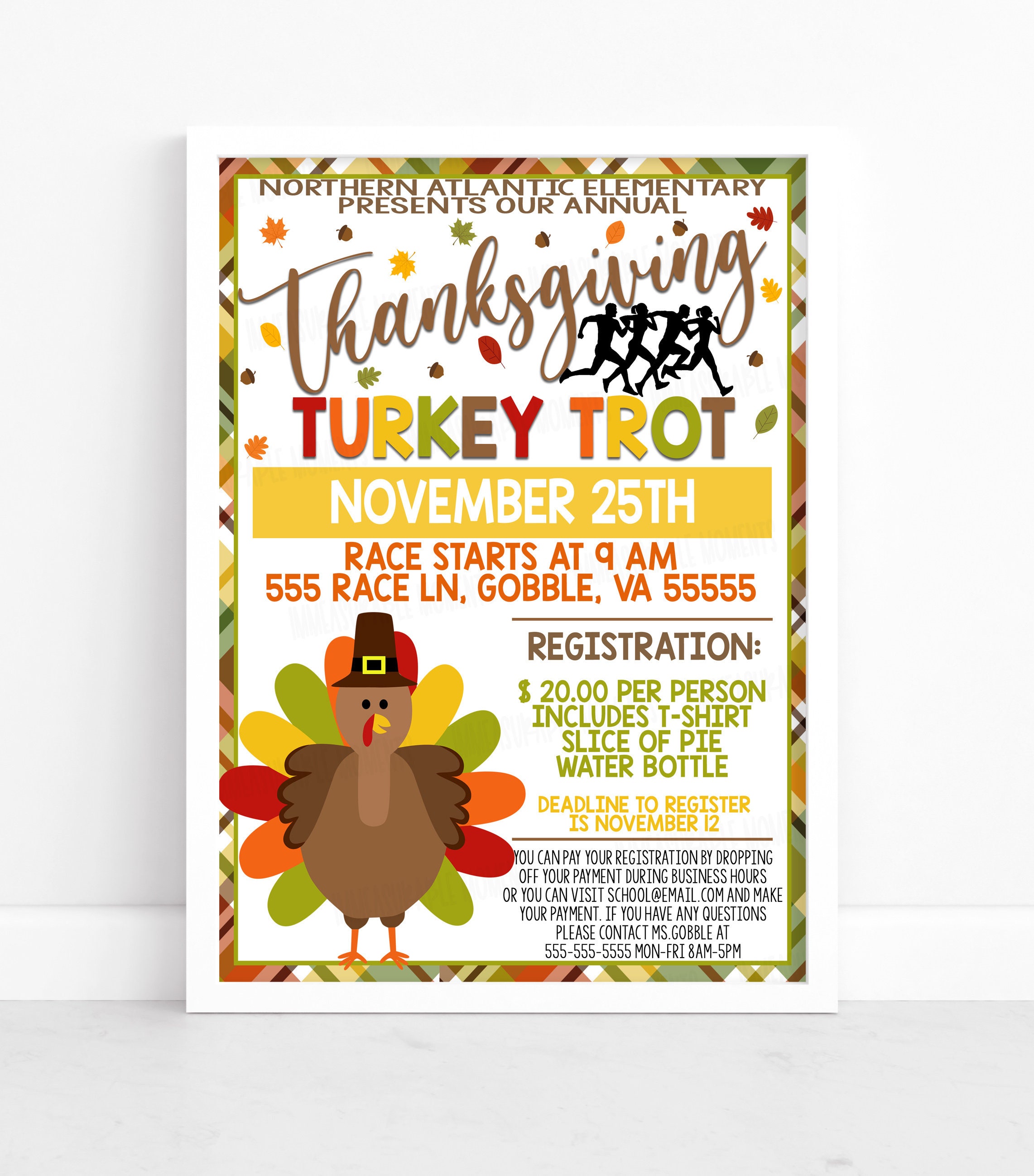 EDITABLE Fall Thanksgiving Turkey Trot Flyer Invitation - Etsy