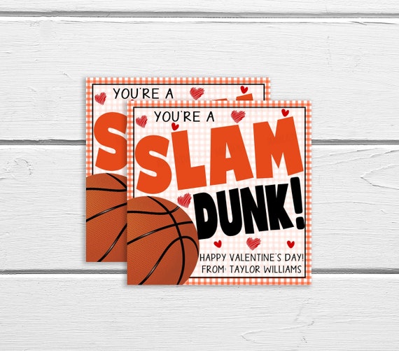 Valentine Basketball Gift Tags, Editable Sports Gift Tag, DIY You're A ...