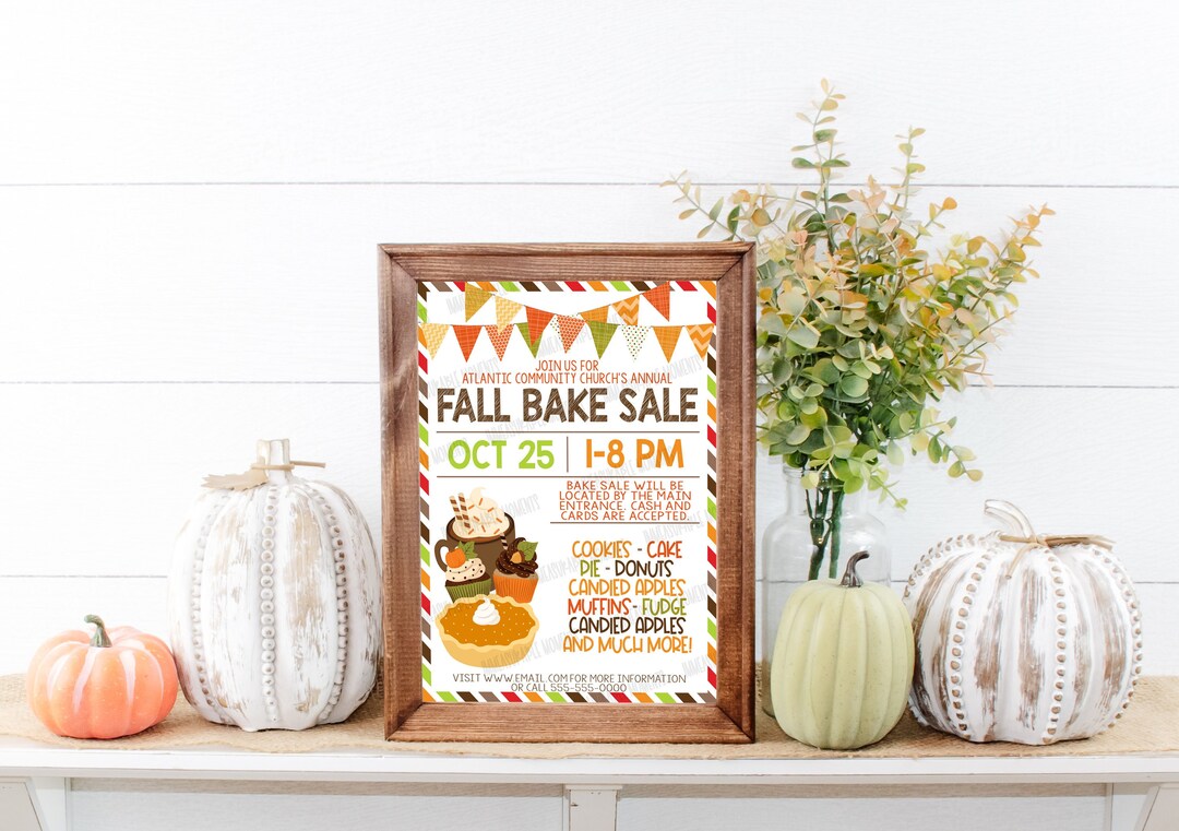EDITABLE Fall Bake Sale Flyer Invitation Fundraiser, Bake Sale ...