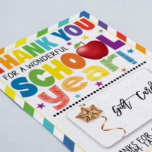 End of School Gift Card Holder, Thank You for A Wonderful School Year ...