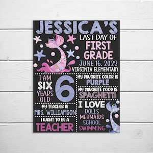 Editable Mermaid Last Day of School Sign, First Day of School, Back to ...