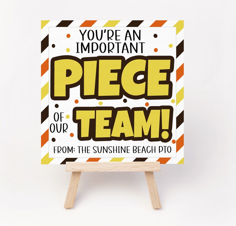 Team Gift Tags, Important Piece Our of Team, Appreciation Candy ...