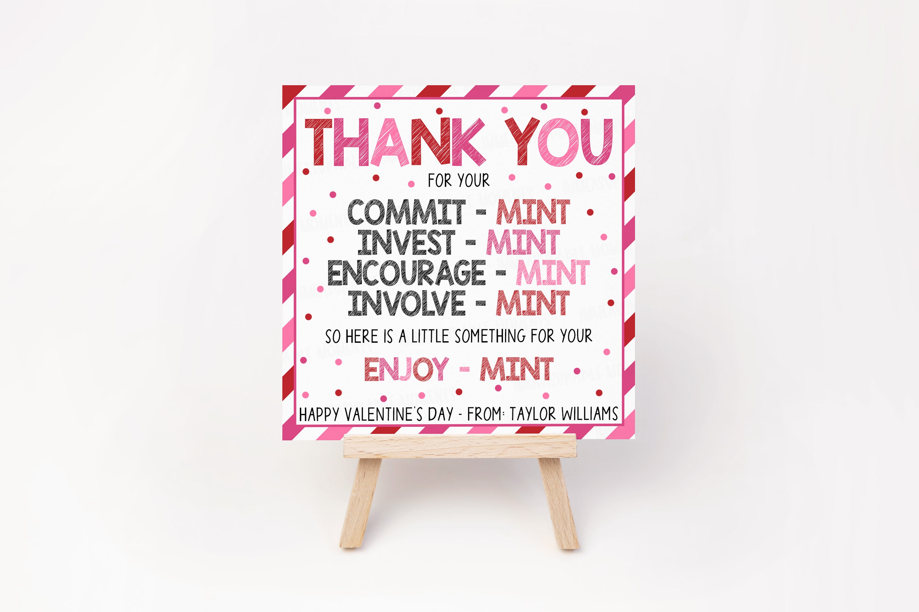 Valentines Mint Tags, Thank You Labels, Mint Candy Gift Tags, Valentine ...