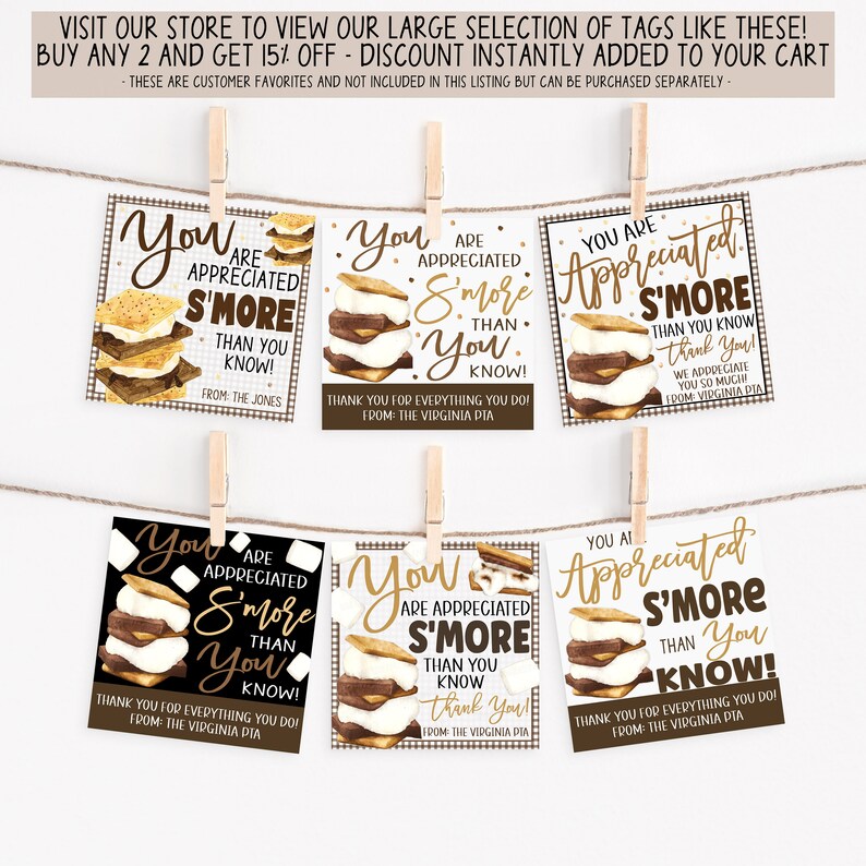 S'more Appreciation Gift Tag, You Are Appreciated S'more Than You Know ...