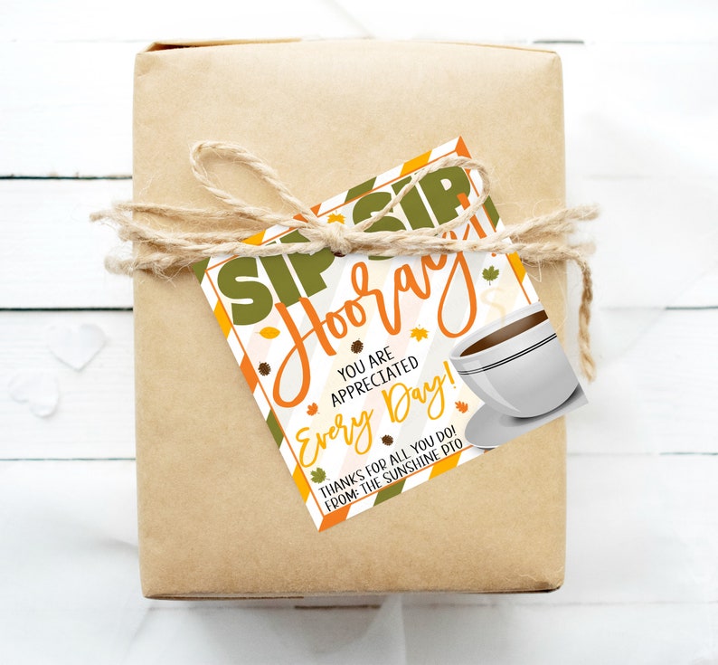 Fall Coffee Gift Tag, Sip Sip Hooray Coffee on Me Today, Autumn ...