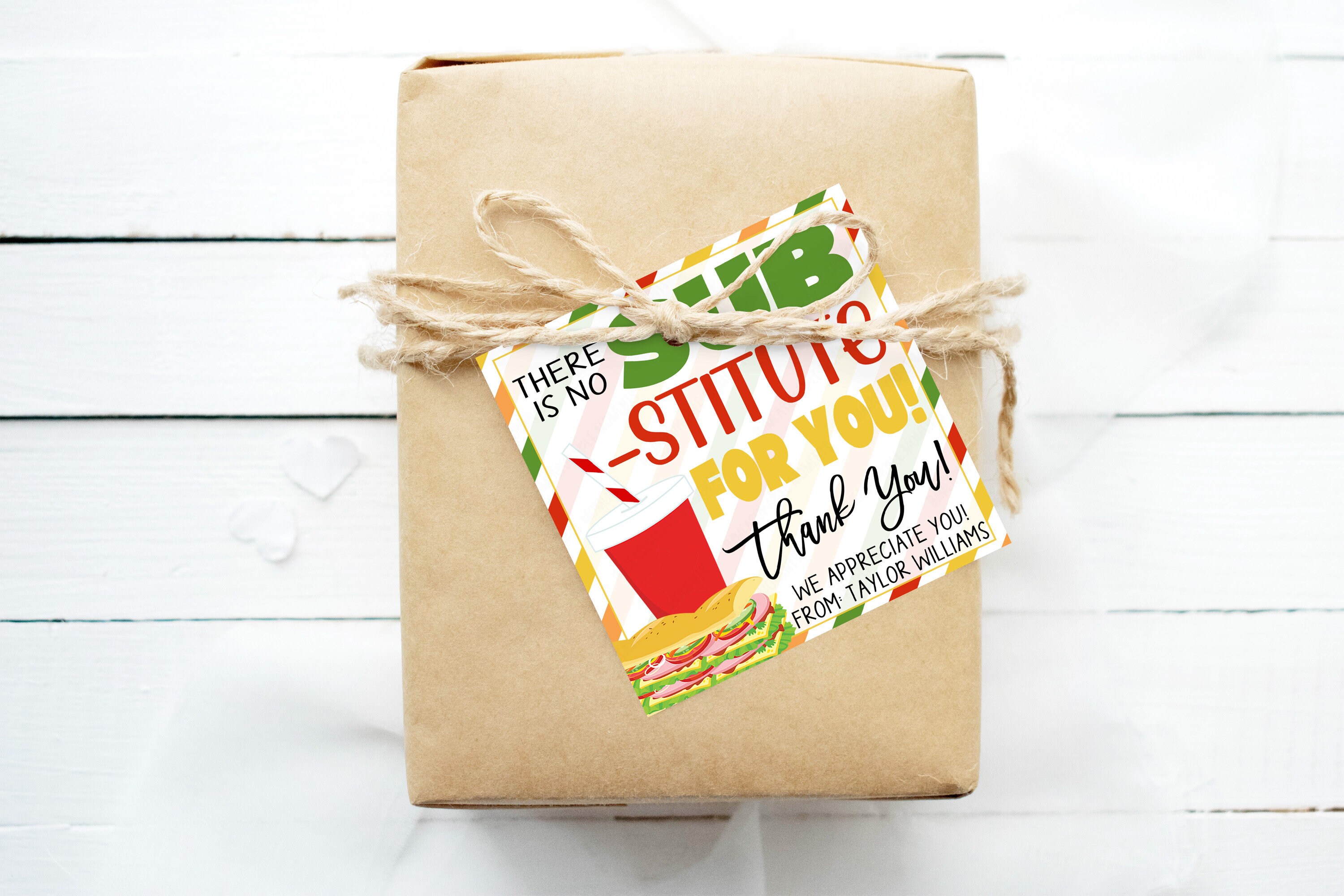 Sub Sandwich Gift Tags, There is No Substitute for You, Lunch Brunch ...