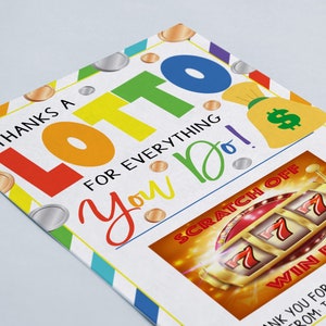 Lottery Gift Card Holder, Scratch off Ticket, Thanks A Lotto for All ...