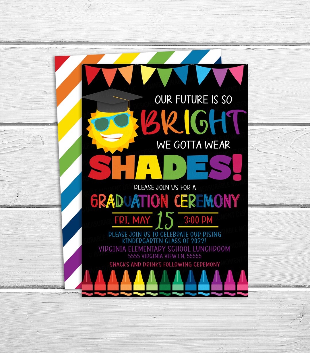 Preschool Graduation Invitation, Kindergarten Prek Elementary Ceremony ...