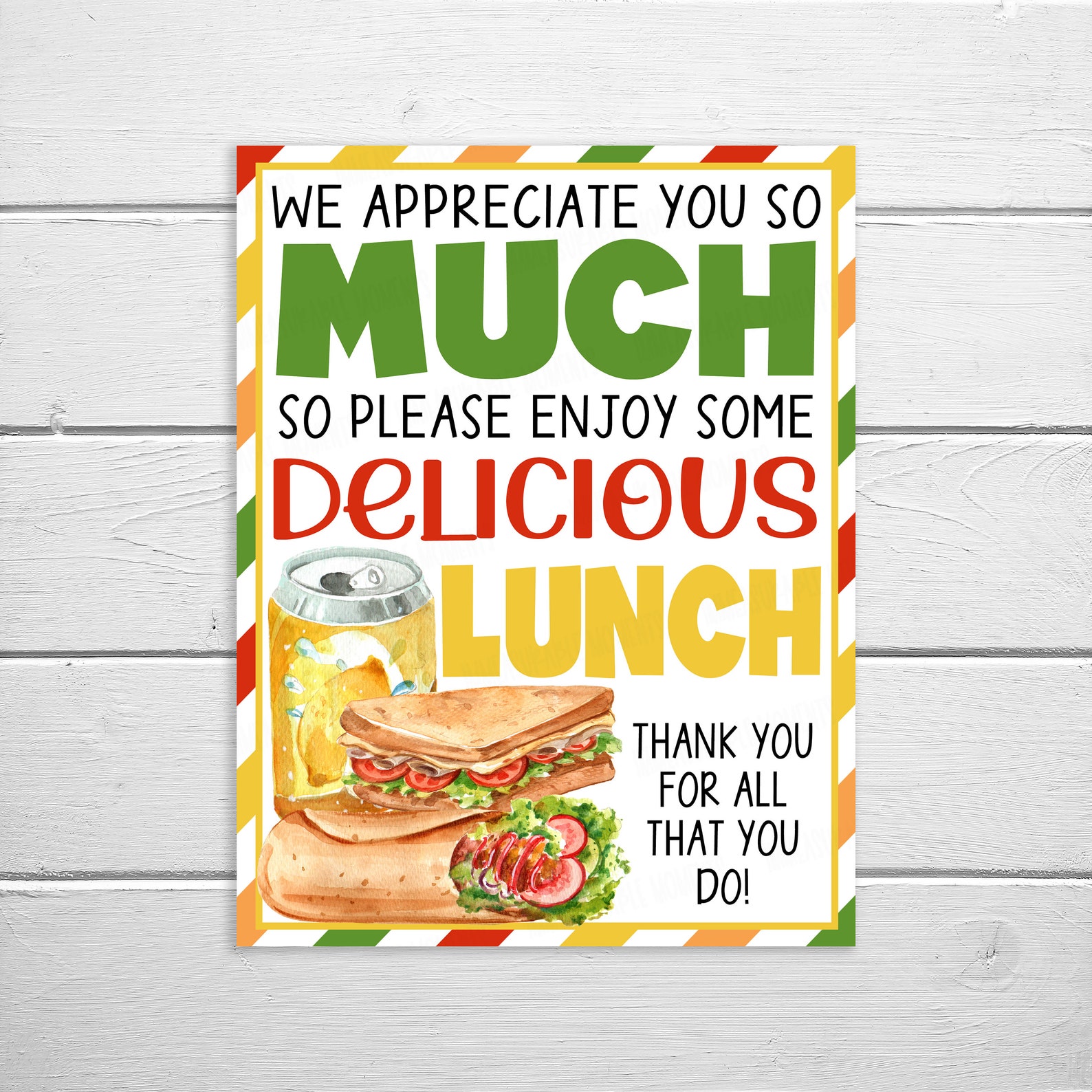 Lunch Thank You Sign We Appreciate You so Much Enjoy Lunch - Etsy