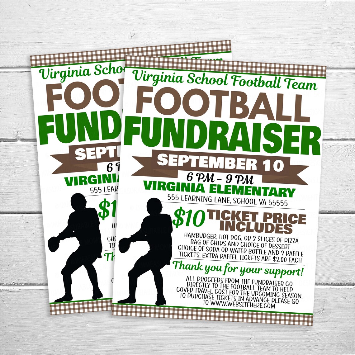 Football Fundraiser Flyer Editable Printable PTA PTO Flyer - Etsy