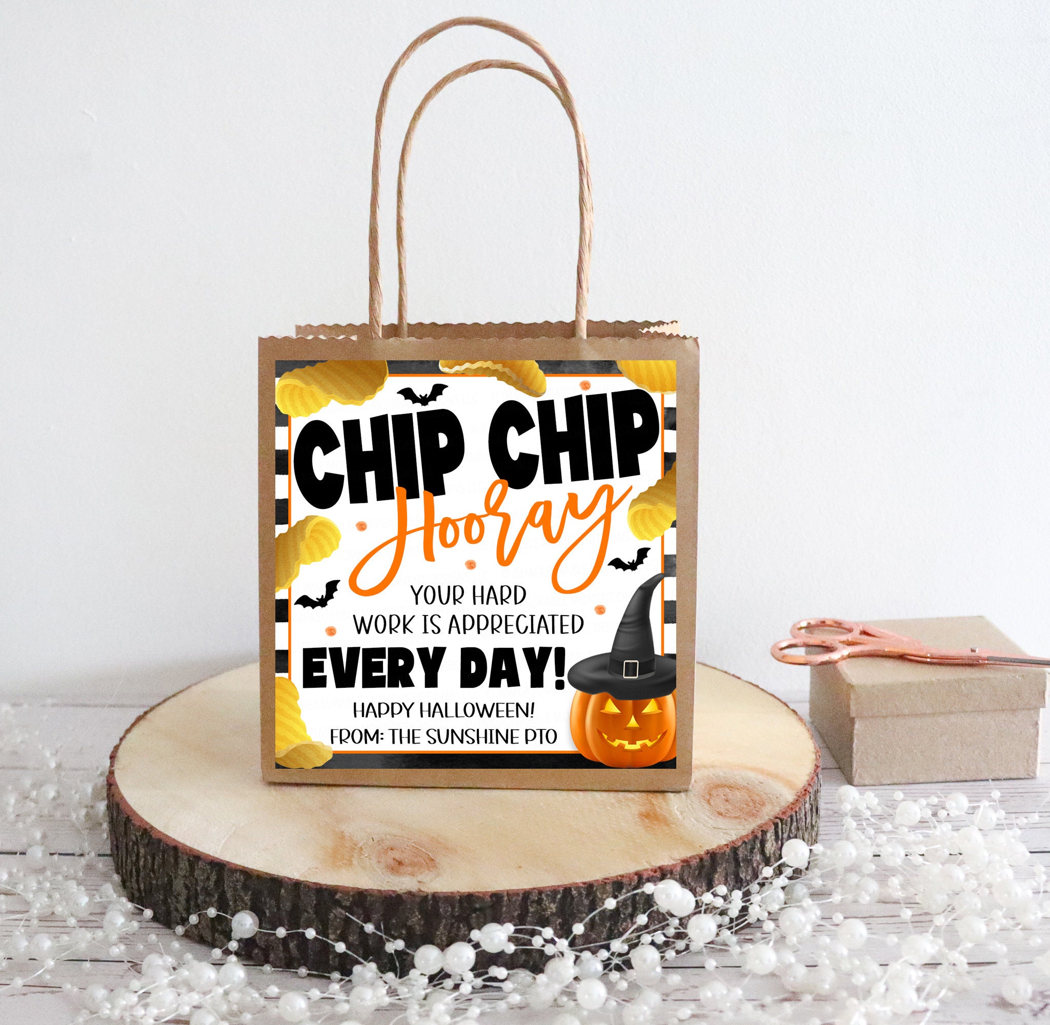 Halloween Potato Chip Gift Tags, Chip Chip Hooray, Appreciation Chips ...