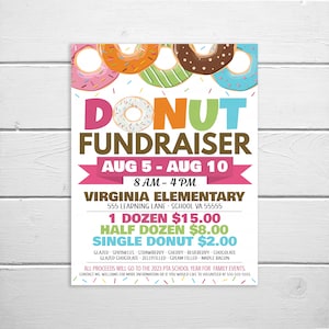 Donut Fundraiser Flyer, Bake Sale Fundraising Invitation, School Church ...