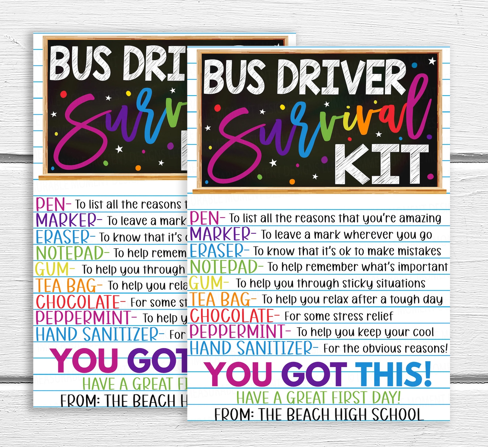 Bus Driver Survival Kit Gift Tag, Welcome Back to School Gift for Bus ...