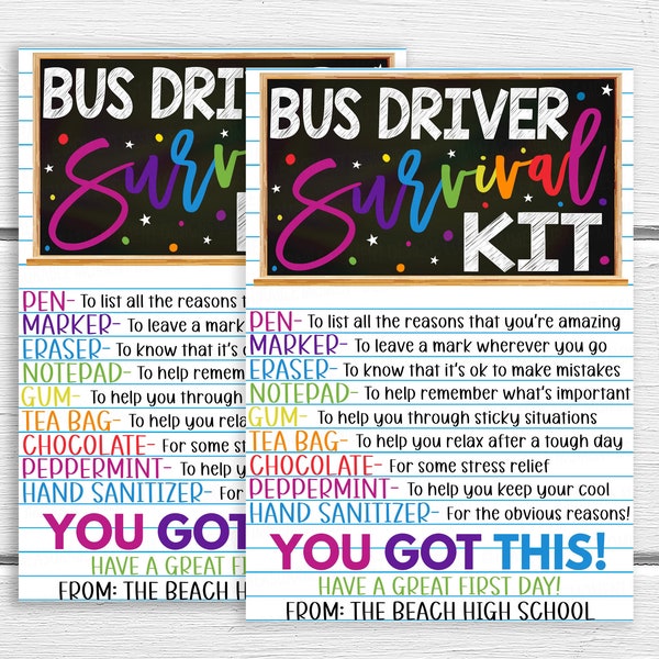 Bus Driver Survival Kit Template - Etsy