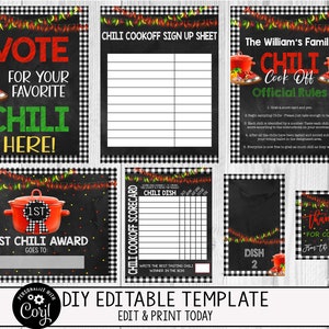 Editable Chili Cookoff Kit, Full Kit Cook-off Party Event Flyer, Chili ...