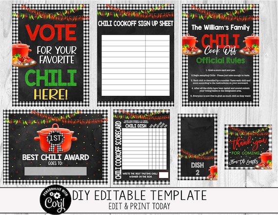 Editable Chili Cookoff Kit, Full Kit Cook-off Party Event Flyer, Chili ... Editable Chili Cookoff Kit, Full Kit Cook-off Party Event Flyer, Chili ...