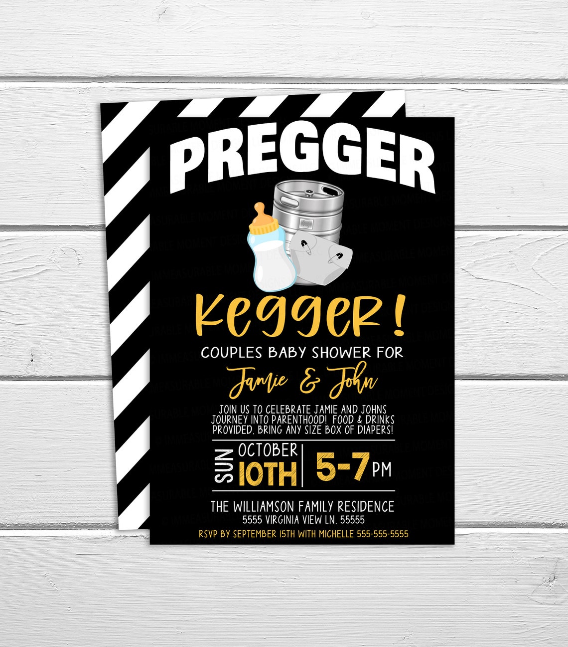 Pregger Kegger Invitation Co-ed Baby Shower Invite Diaper - Etsy