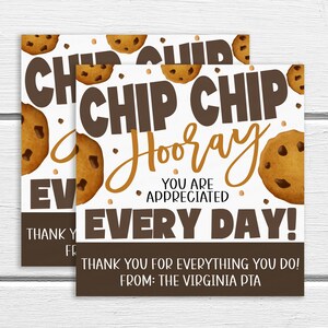 Cookie Thank You Gift Tags, Chip Chip Hooray, Appreciation Week ...