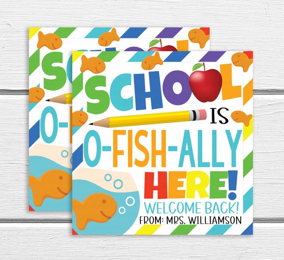 Back To School Goldfish Gift Tags, School is O-Fish-Ally Here, Goldfish ...