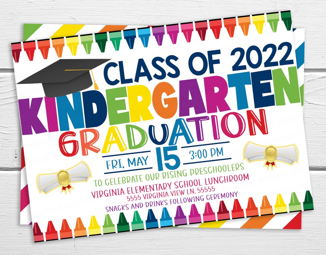 Kindergarten Graduation Celebration Invitation, Grad Announcement Party ...