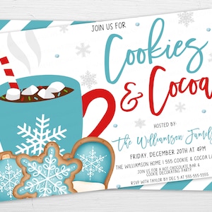 Editable Cookies and Cocoa Invitation, Birthday Cookie Hot Chocolate ...