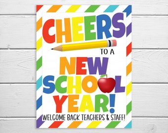 New School Year Sign Printable Cheers to A New Year Teacher - Etsy