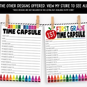 Time Capsule Printable, Kids Student Memory Sheet, School Questionnaire ...
