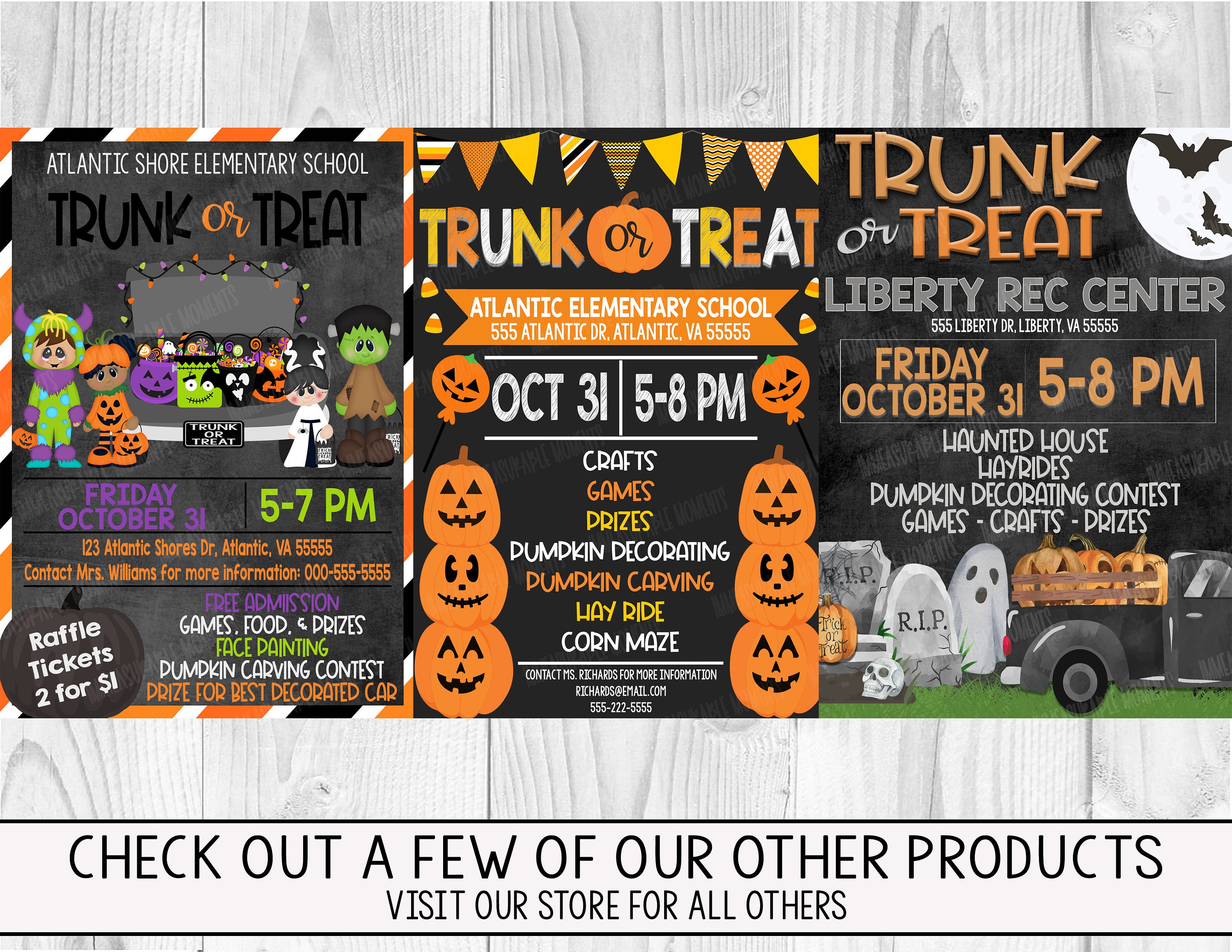 EDITABLE Trunk or Treat Flyer Invitation Kids Halloween | Etsy