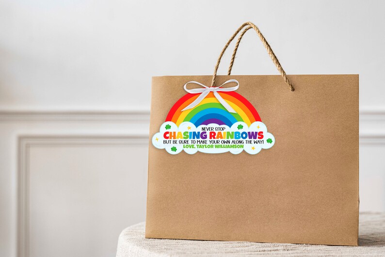 St. Patrick's Day Gift Tag, Inspirational Rainbow Gift Tag, St Patty ...