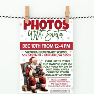Photos With Santa Flyer, Pictures With Santa Fundraiser, Kids Christmas ...