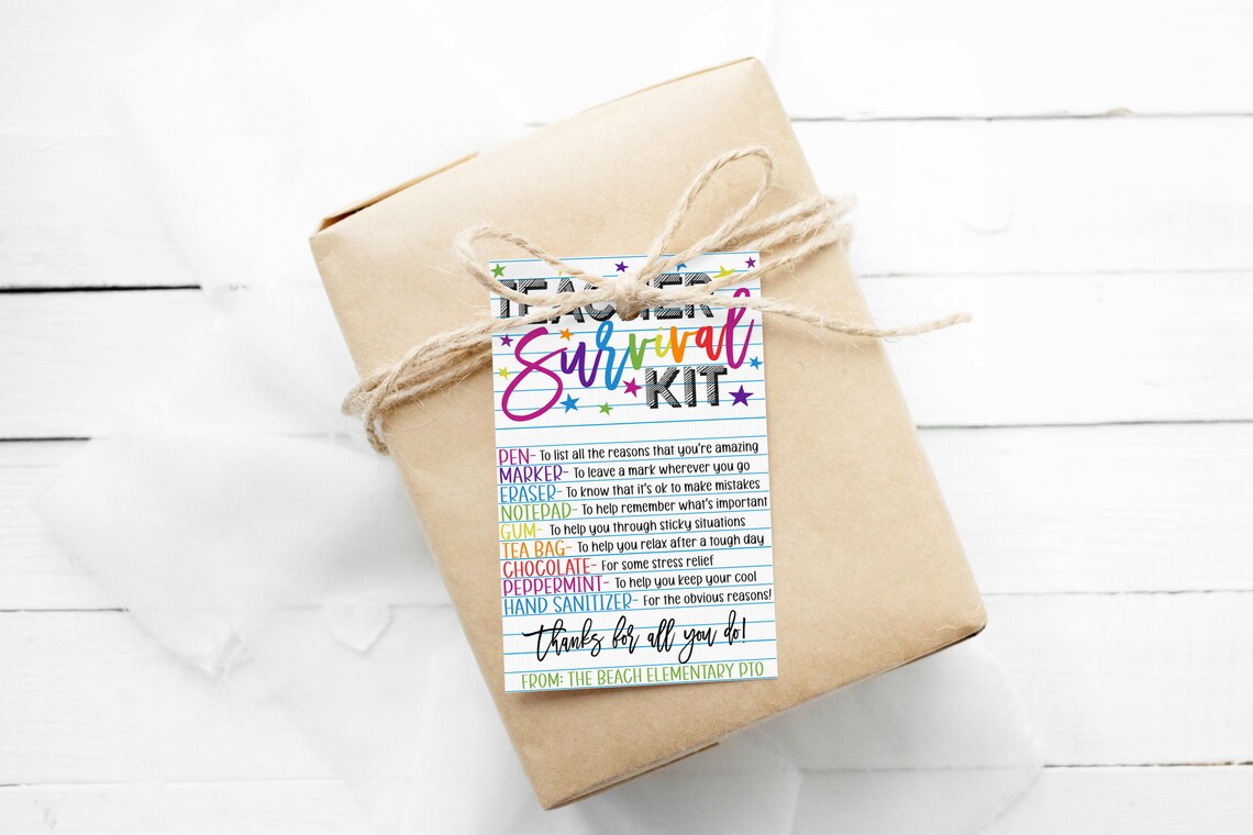 Teacher Survival Kit Gift Tag Welcome Back Gift for School - Etsy