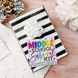 Middle School Survival Kit Gift Tag, Printable Editable Gift Bag ...