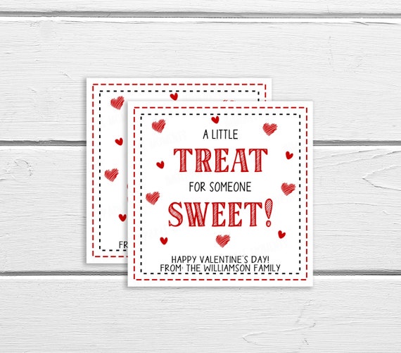 Valentine Treat Gift Tags, EditableLittle Treat For Someone Sweet Gift ...