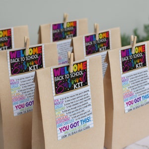 Welcome Back to School Survival Kit Gift Tag, Gift for Teachers Staff ...