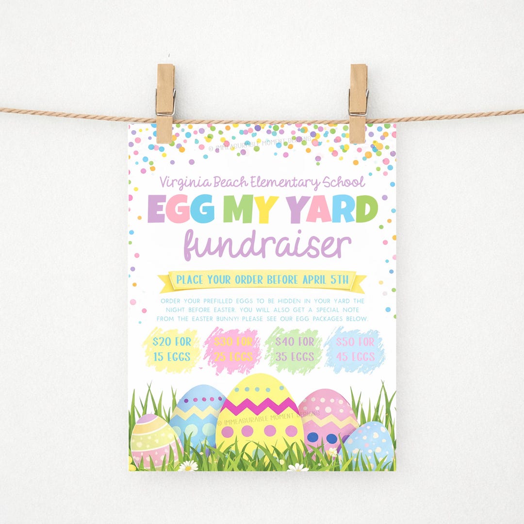 Egg My Yard Fundraiser Flyer, Editable Easter Egg My Yard Event, School ...