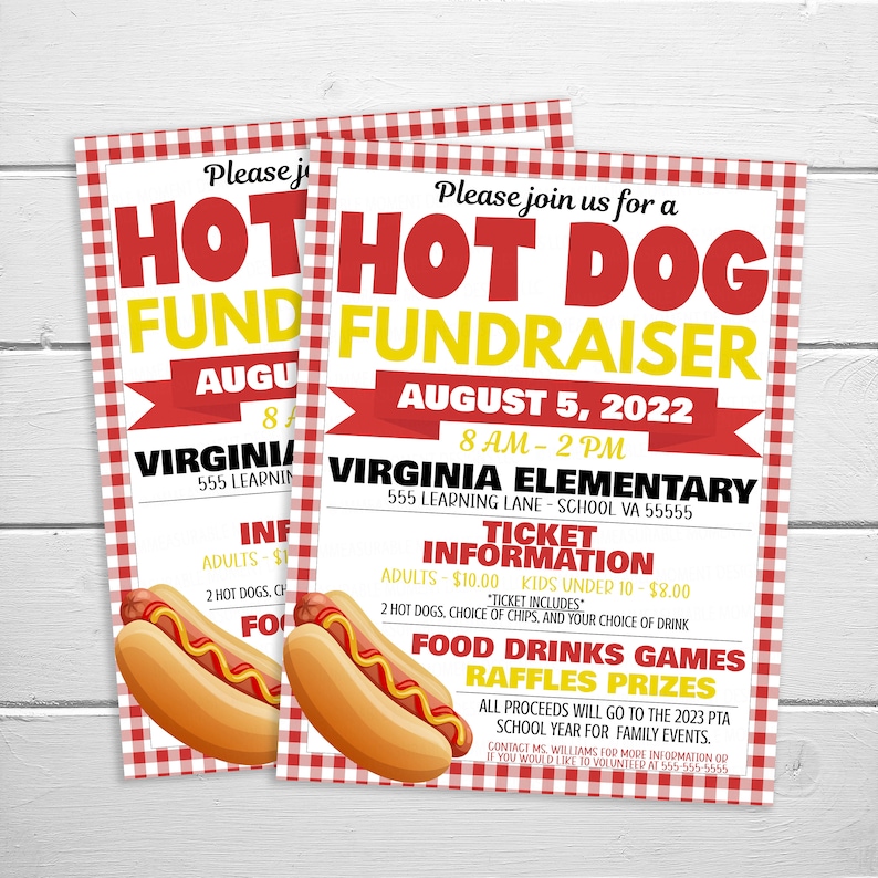 Hot Dog Fundraiser Flyer, Editable Printable, Cookout Fundraising ...