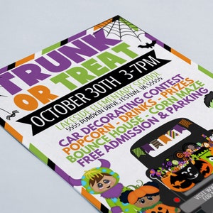 Trunk or Treat Flyer Invitation, Halloween Party, Kids School ...